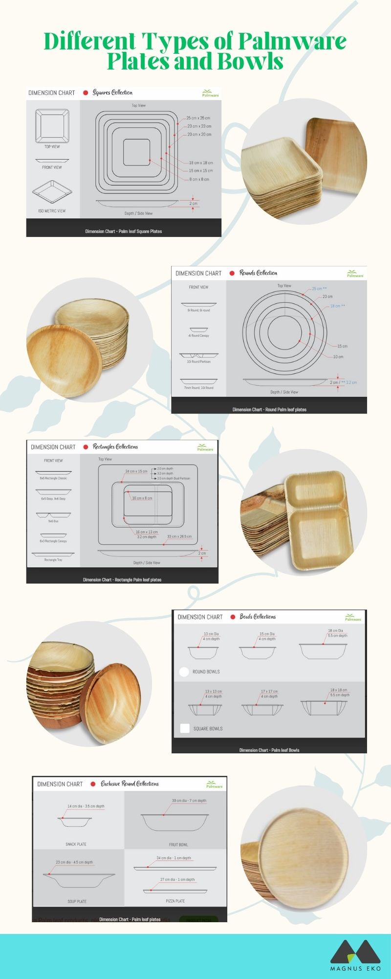 Different Types of Palmware Plates and Bowls